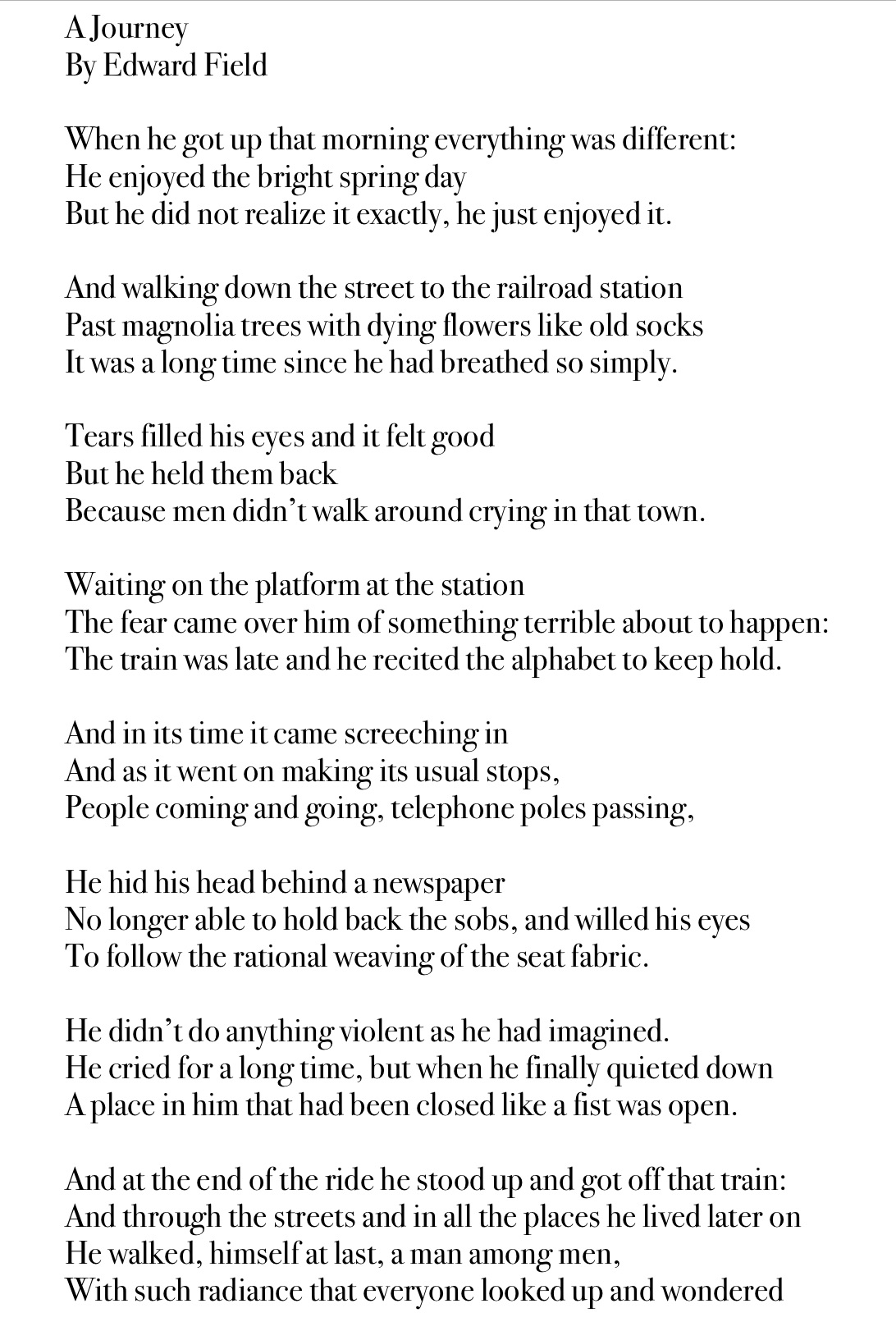 Book title, anatomy studies, a poem by Edward Field, flying home ...